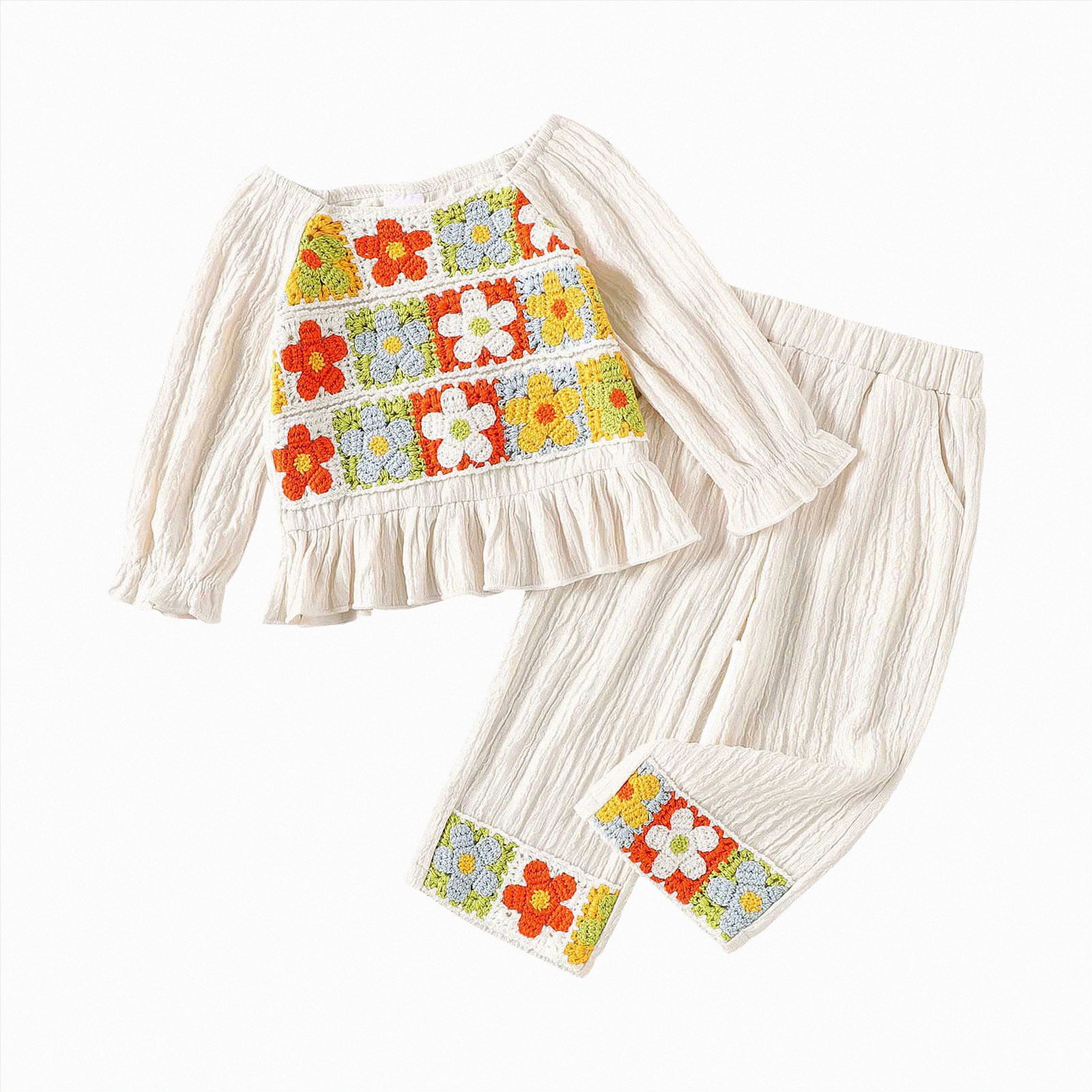 Ccpelsie Girl Clothes Toddler Outfits Ruffle Long Sleeve Top Pants 2 ...