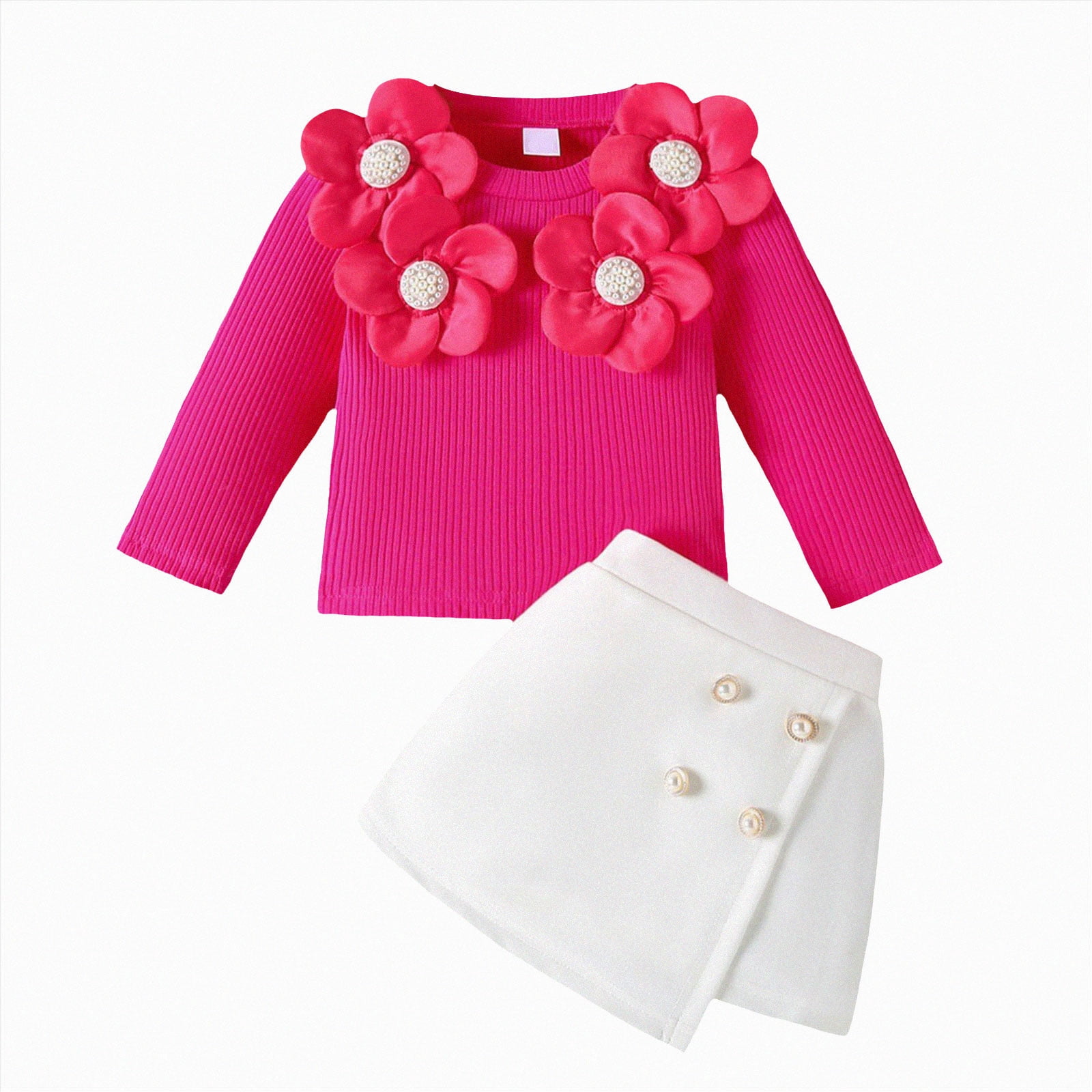 Ccpelsie Girl Skirt Sets 2 Piece Outfits Crew Neck Ribbed Tops Mini ...