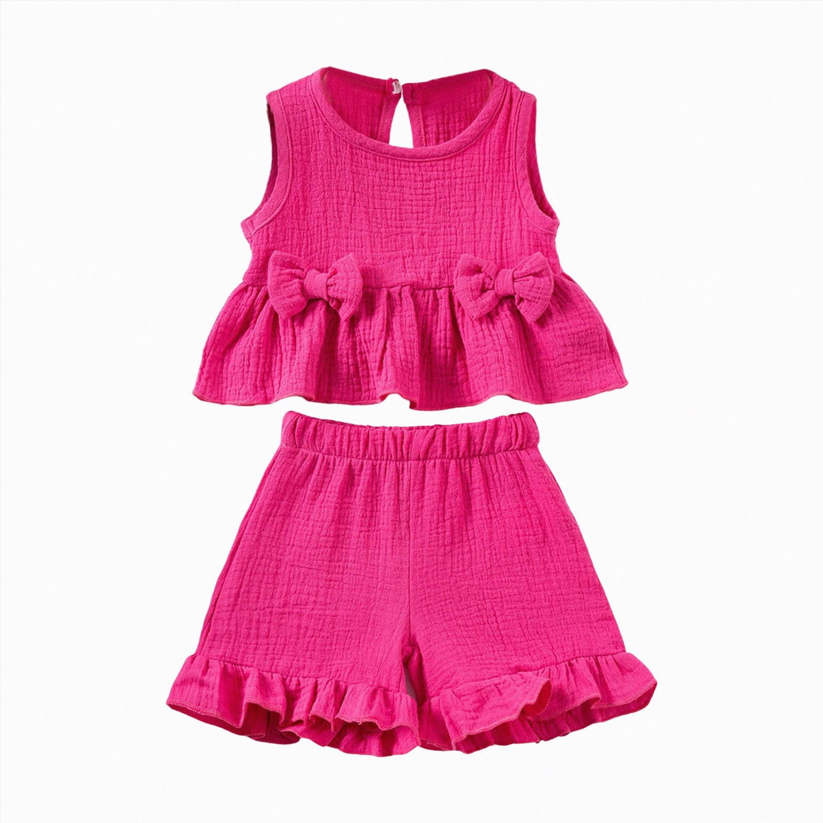 Ccpelsie Girl's 2 Piece Outfit Tie Dye Bow Puff Sleeve V Neck Crop Tops ...