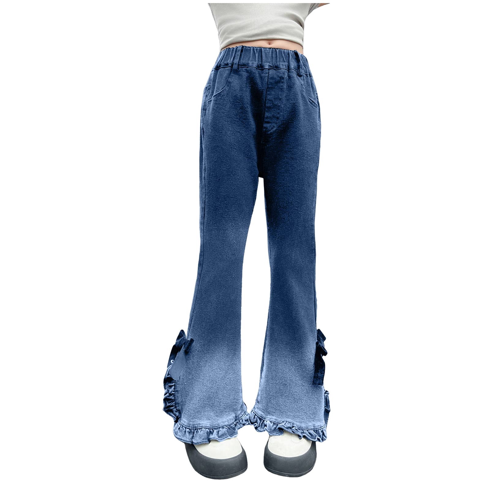 Ccpelsie Girl's Flap Pocket Side High Waist Straight Leg Cargo Long ...