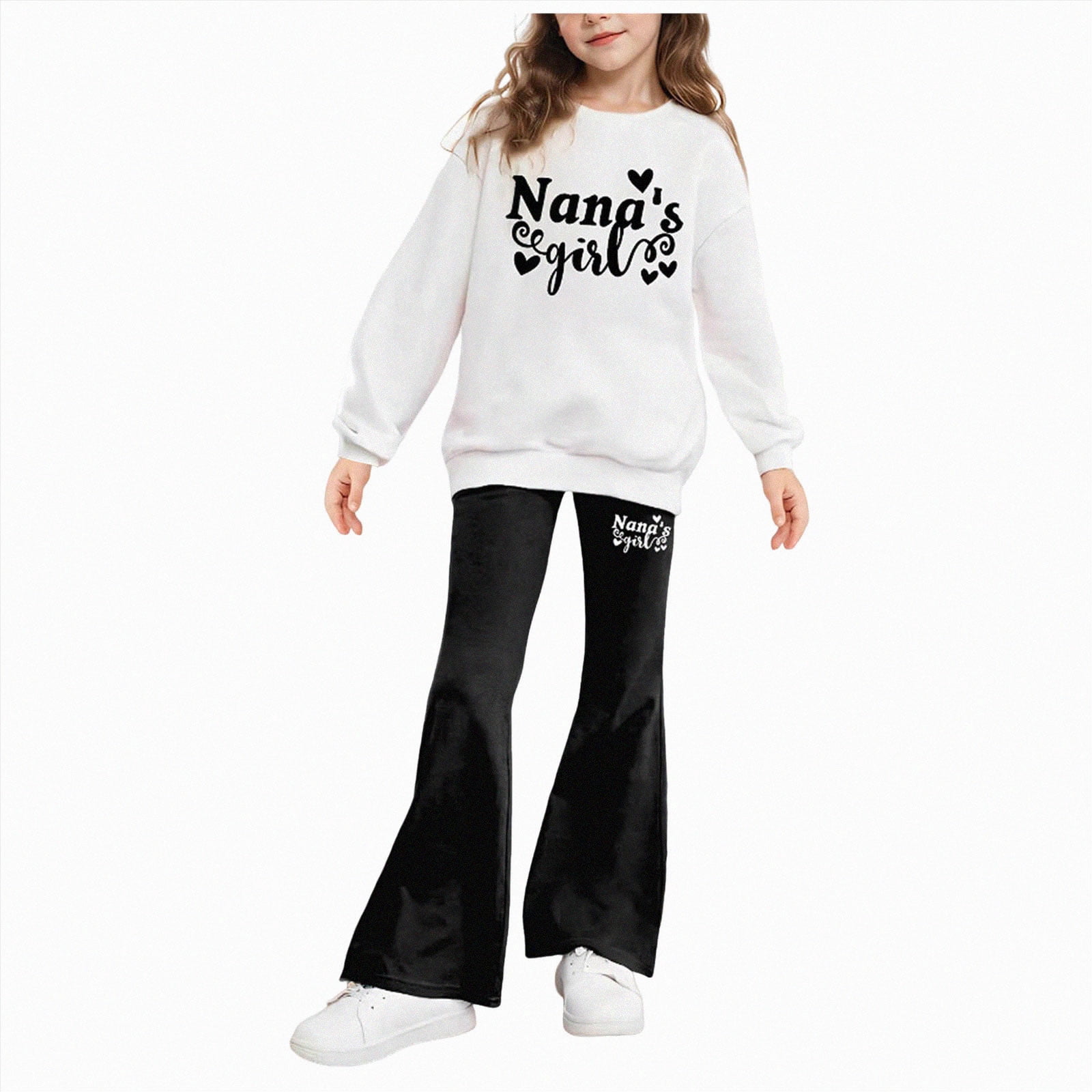 Ccpelsie Girls 2 Piece Clothes Long Sleeve Sweatshirt & Flared Pants ...