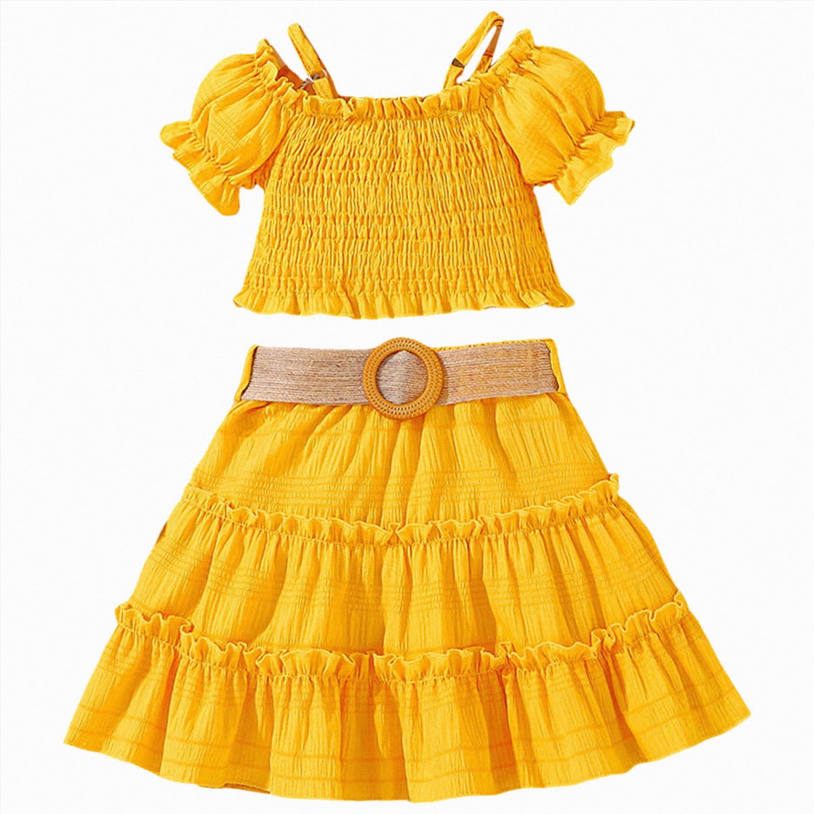 Ccpelsie Girls 2 Piece Outfit Kids Summer Short Set Sleeveless Bow Knot ...