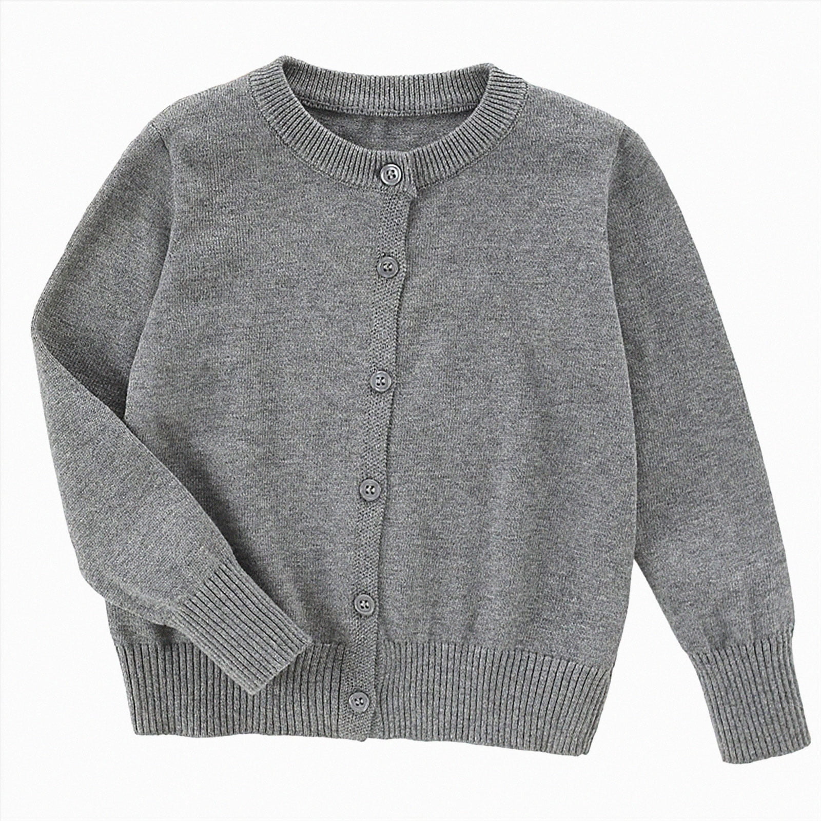 Ccpelsie Girls Cardigan Basic Uniform Long Sleeve Crewneck Cardigan ...