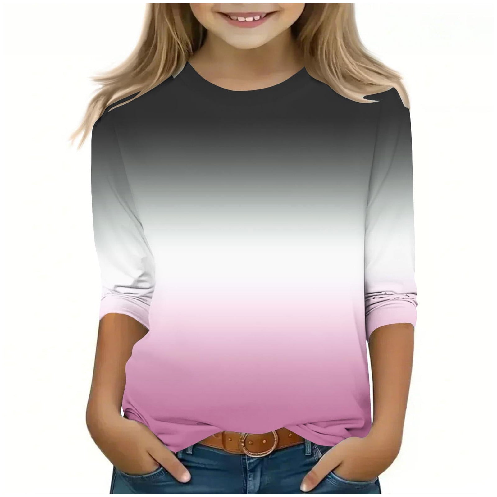 Ccpelsie Girls Casual Tunic Tops Knot Front Long Sleeve Loose Soft ...