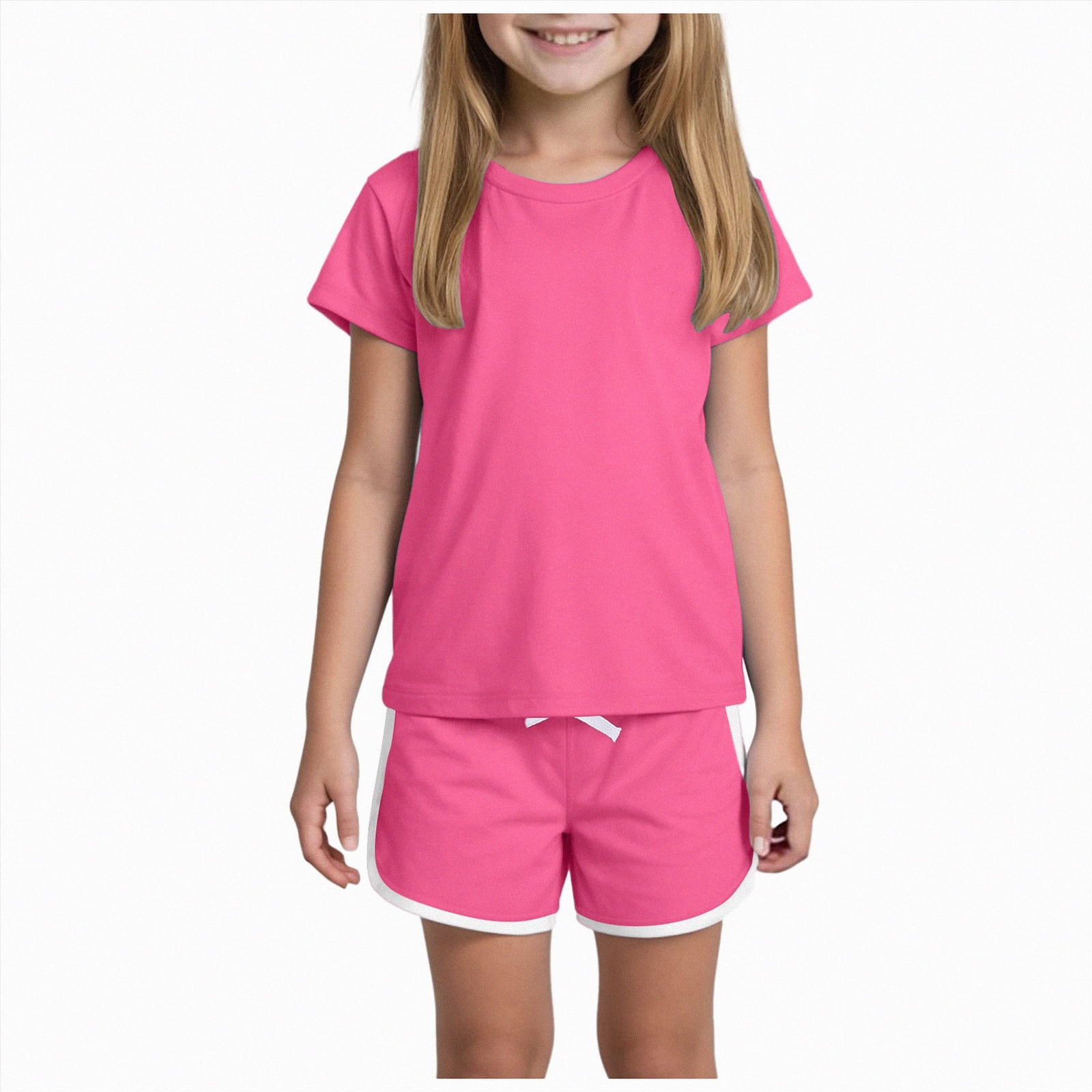 Ccpelsie Girls Clothes 4-8T Summer Outfits Toddler Girls Color Block ...