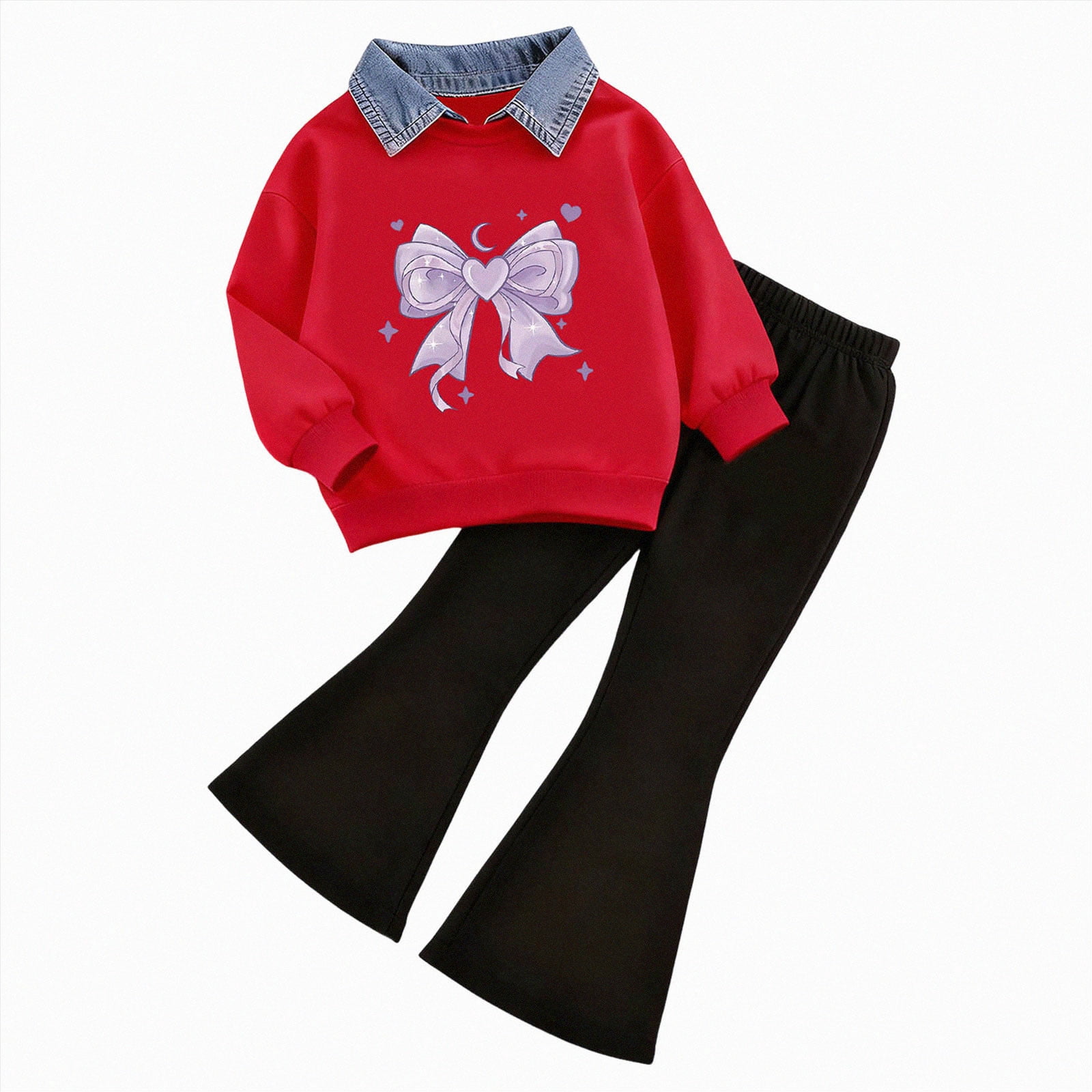 Ccpelsie Girls Fall Winter Clothes Kids 2 Piece Outfits Long Sleeve ...