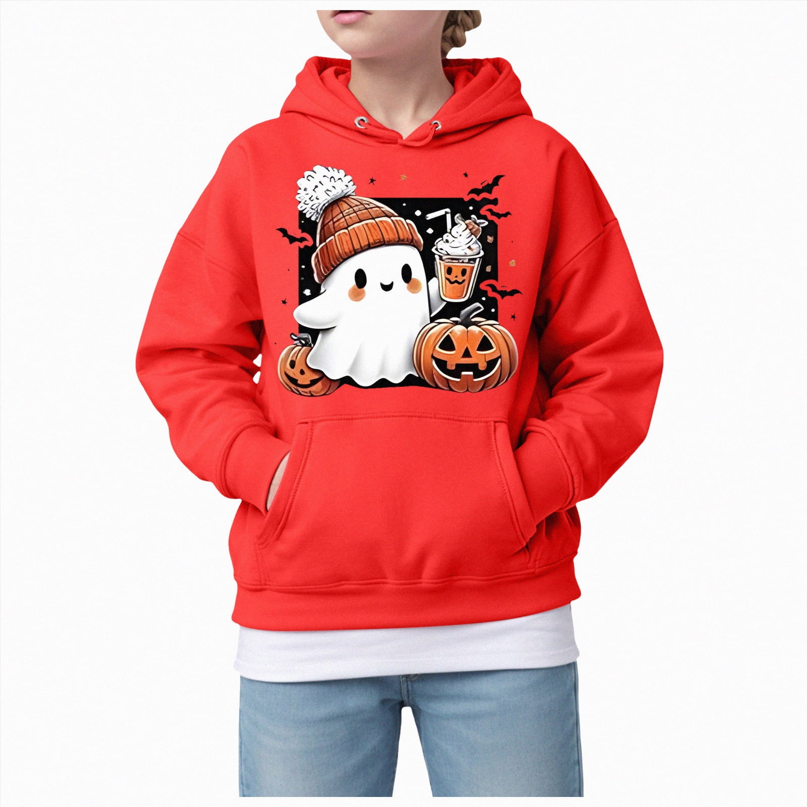Ccpelsie Girls Fleece Hoodies Print Pullover Hoodie Casual Hooded ...