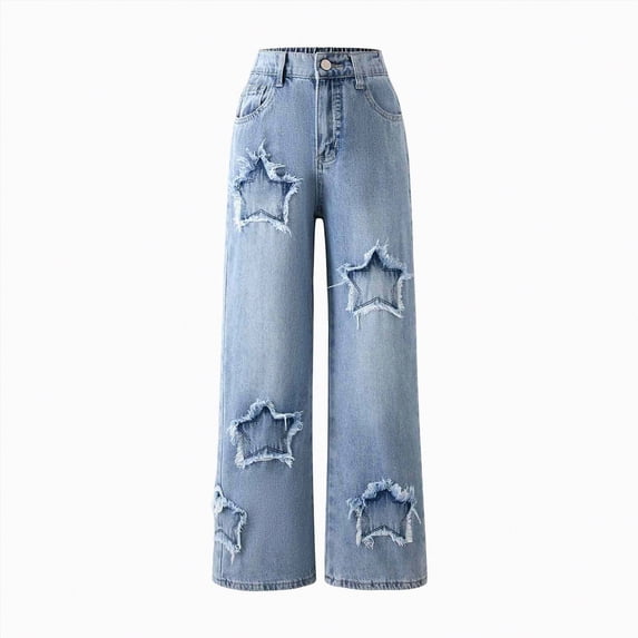 Ccpelsie Girls High Waisted Wide Leg Baggy Jeans Loose Fit Denim Pants ...