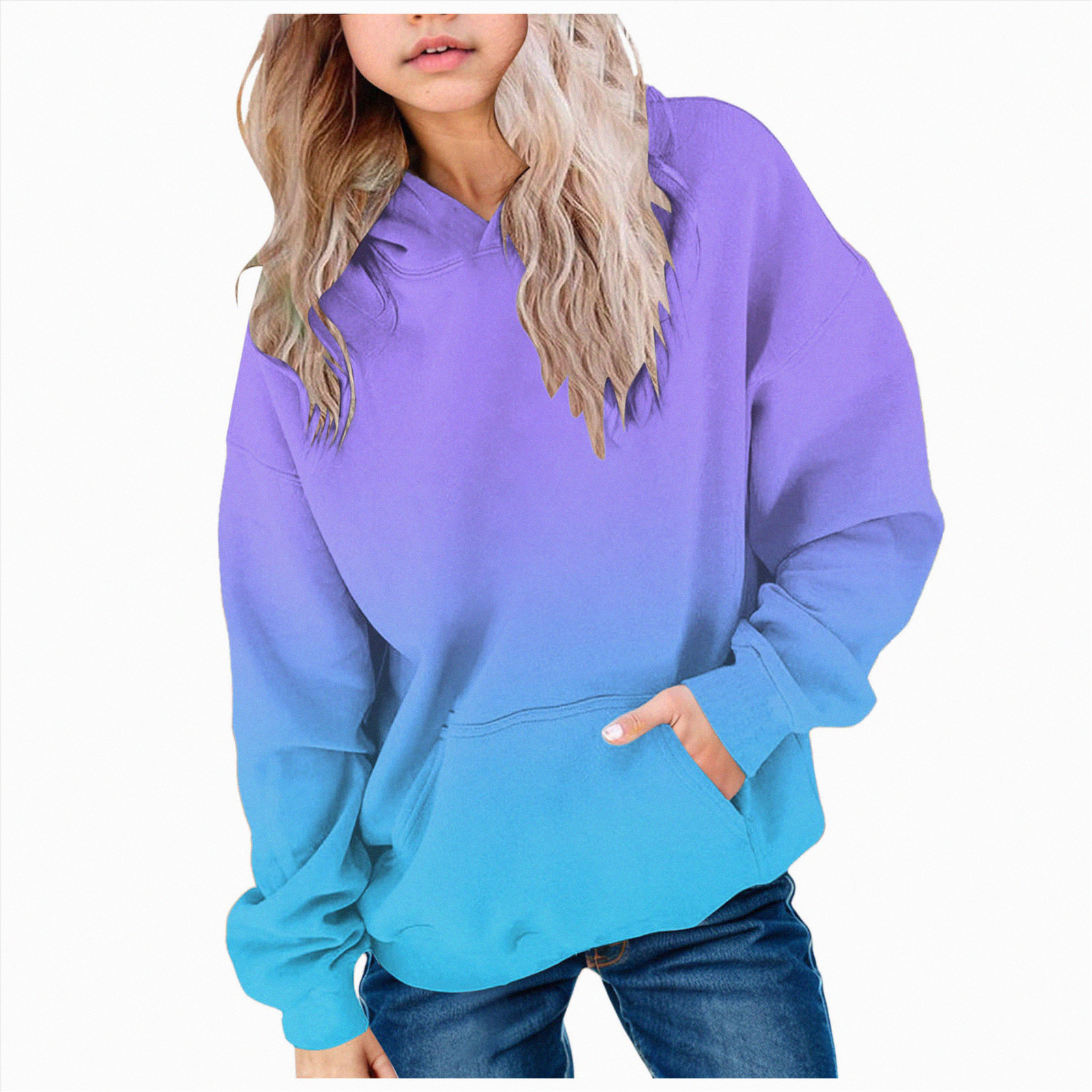 Ccpelsie Girls Hoodies Kids Fashion Long Sleeve Drop Shoulder Hooded ...