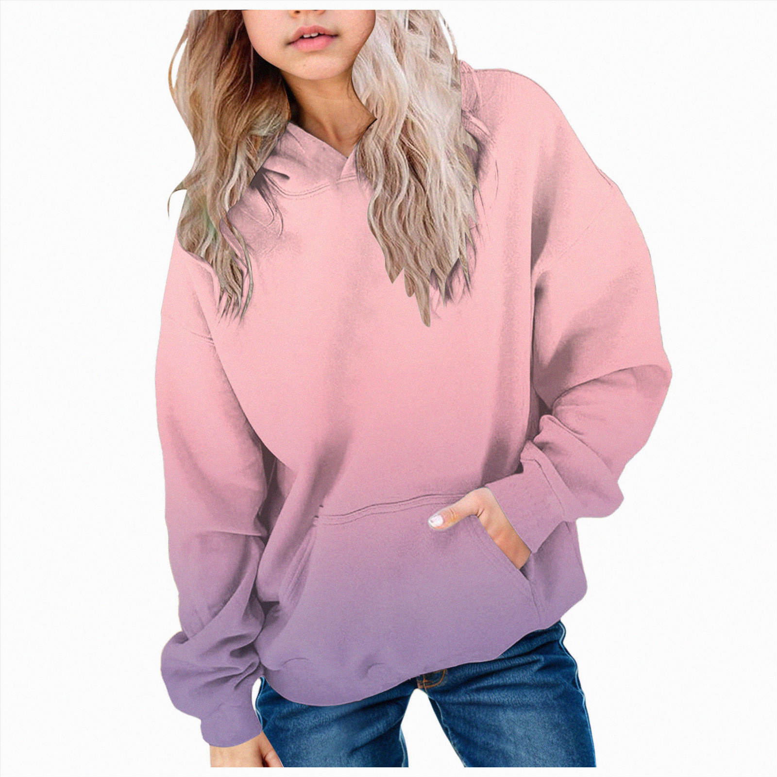 Ccpelsie Girls Hoodies Kids Fashion Long Sleeve Drop Shoulder Hooded ...