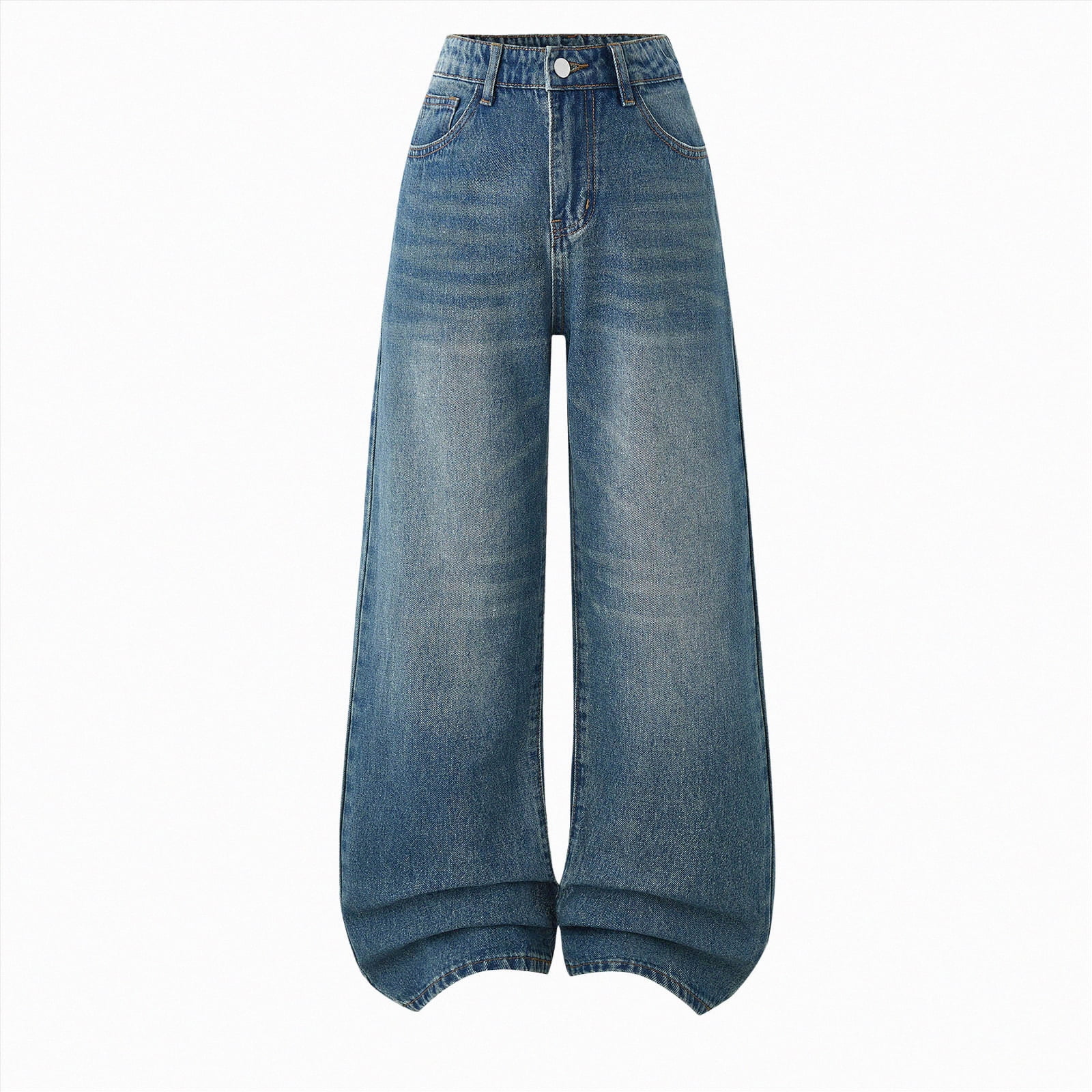 Ccpelsie Girls Lightweight Jeans Wide Leg Kids Baggy Flare Pants High ...