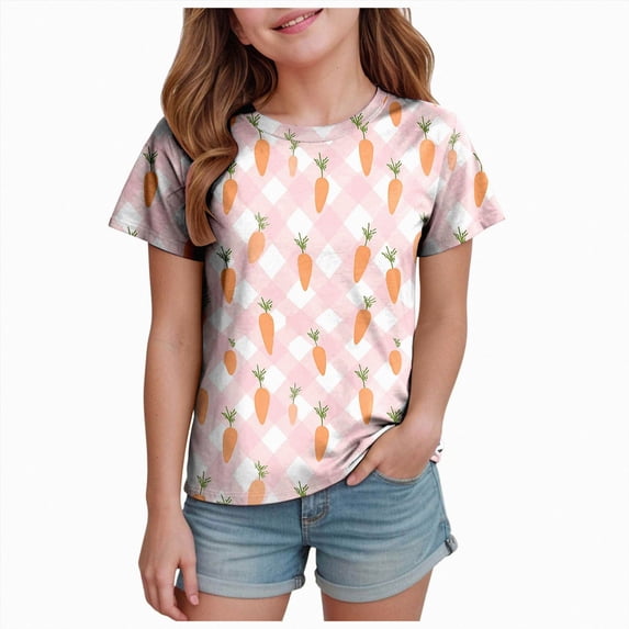 Ccpelsie Girls Shirts Cotton Short Sleeve Shirts for Girls Graphic Kids ...