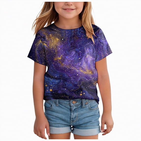 Ccpelsie Girls Short Sleeve T-Shirt Toddler Cute Graphic Tee Crew Neck ...