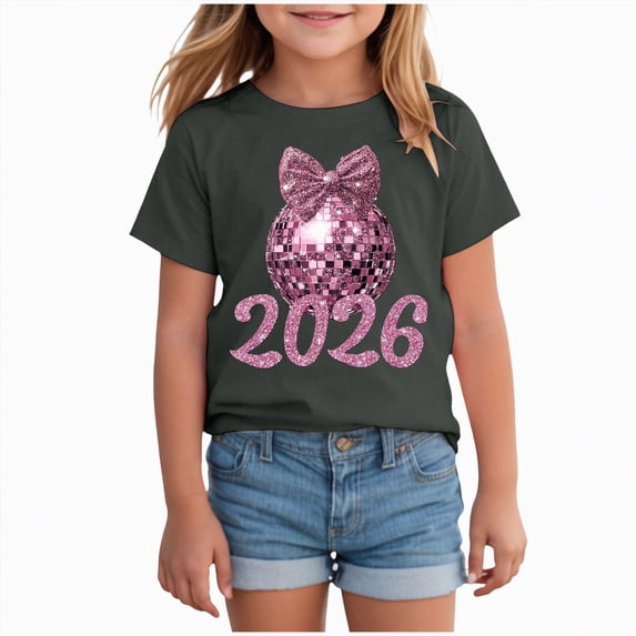 Ccpelsie Girls Short Sleeve T Shirts Kids Crewneck Curve Hem Soft Tops ...