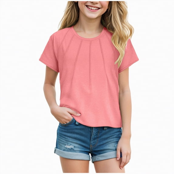 Ccpelsie Girls Short Sleeve T Shirts Little Kids Summer Tops Crewneck ...