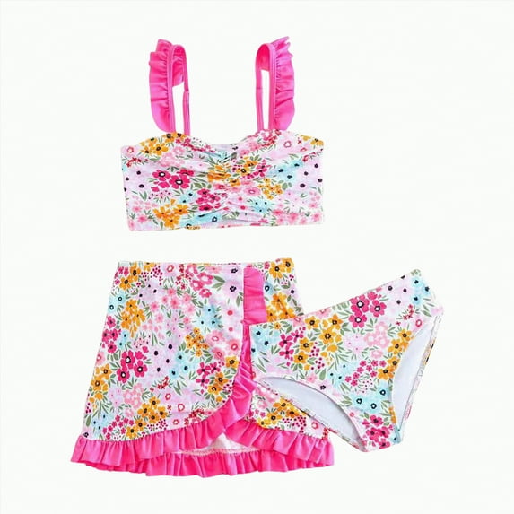 Ccpelsie Girls Spring Summer Swimsuit Set Soft Cotton Feel Fabric ...