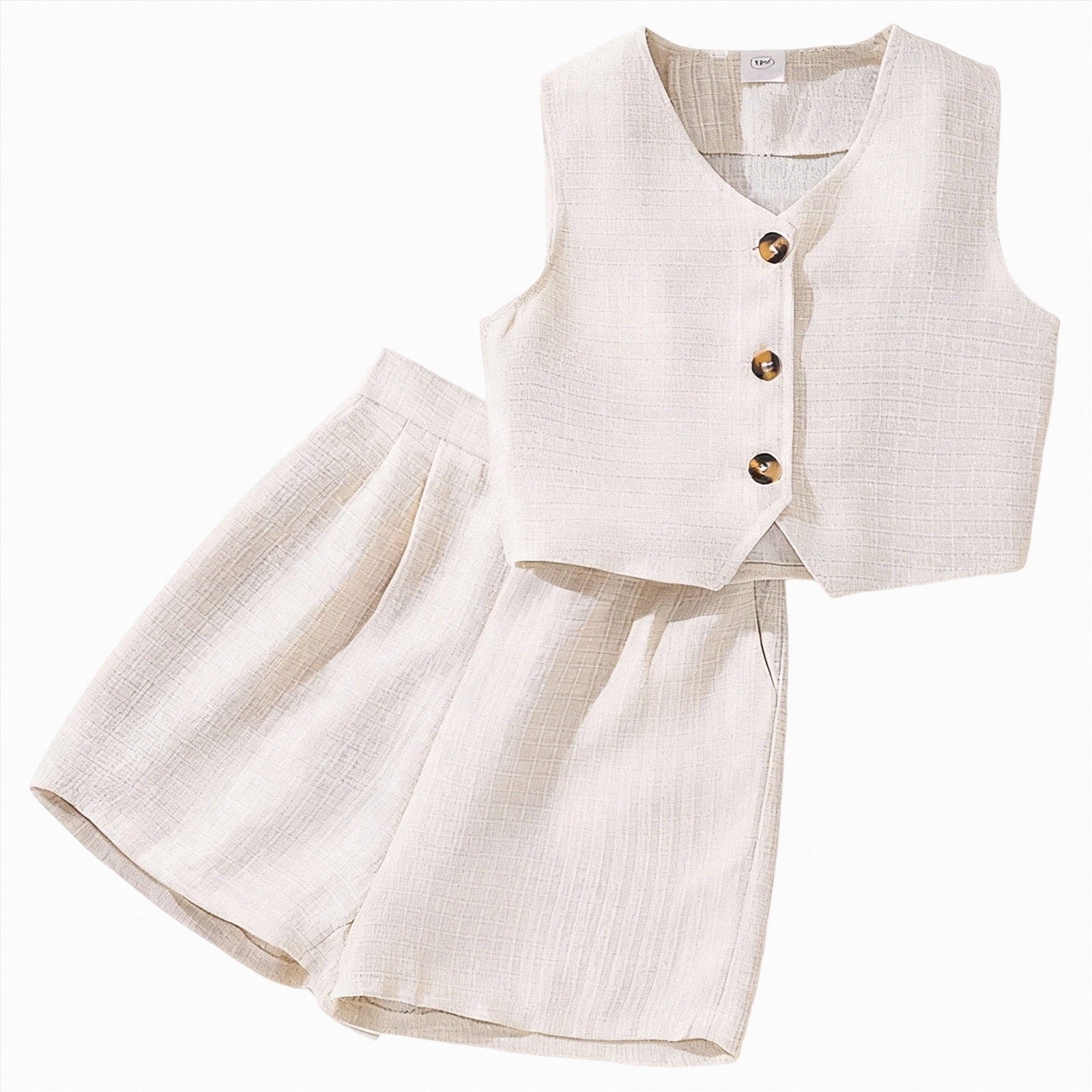 Ccpelsie Girls Summer Outfits 2Pcs Kids Clothes Girls Tie Knot Front ...