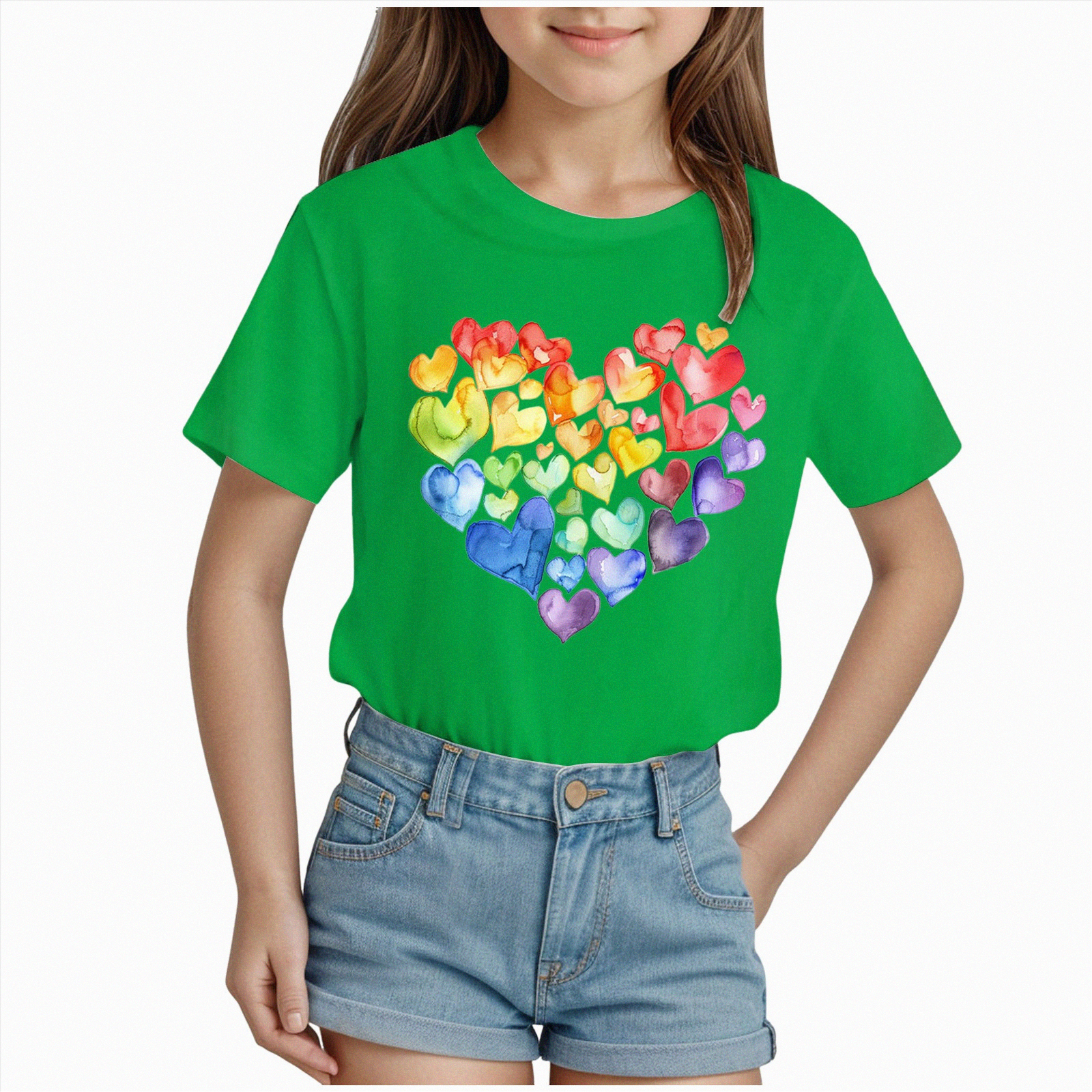 Ccpelsie Girls Summer Short Sleeve T-Shirts Rainbow Butterfly Print ...