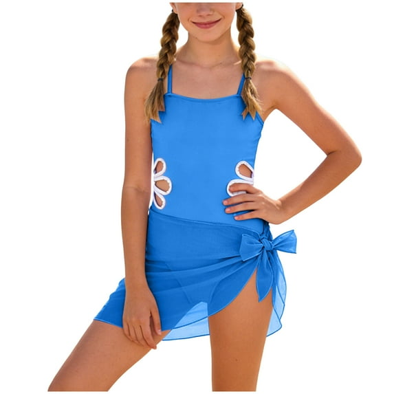 Ccpelsie Girls Swimsuit One Piece Solid Color Bathing Suit for Toddler ...