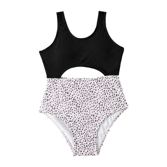 Ccpelsie Girls Swimsuit Solid Color Girl One Piece Swimsuits with ...