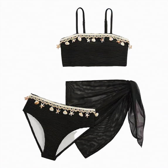 Ccpelsie Girls Tankini Swimsuit 2-Piece Ruffle Bathing Suits Kids Beach ...