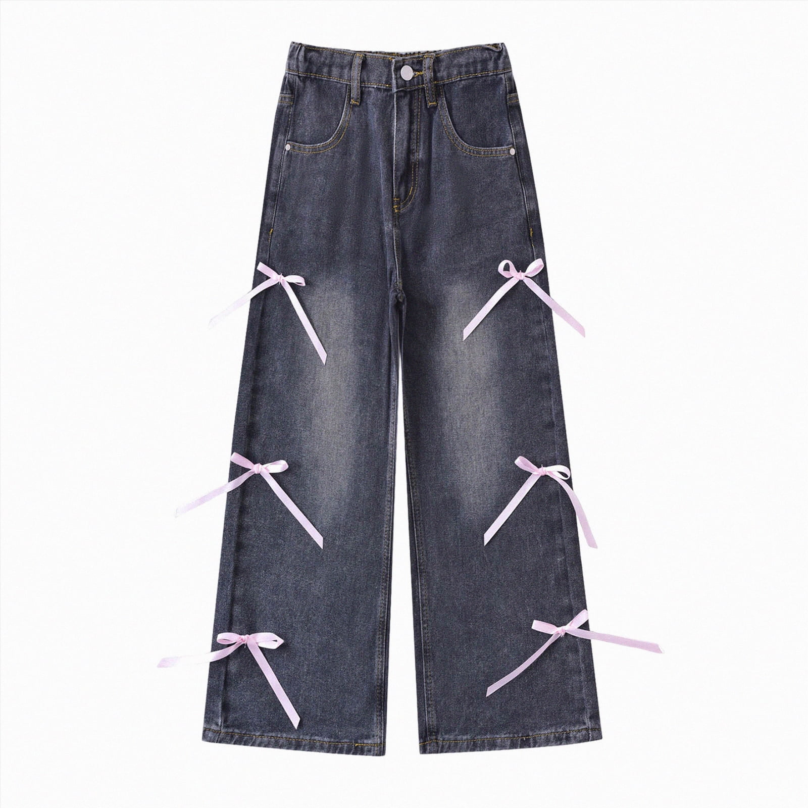 Ccpelsie Girls Wide Leg Jeans High Waisted Baggy Fit Denim Pants Y2K ...