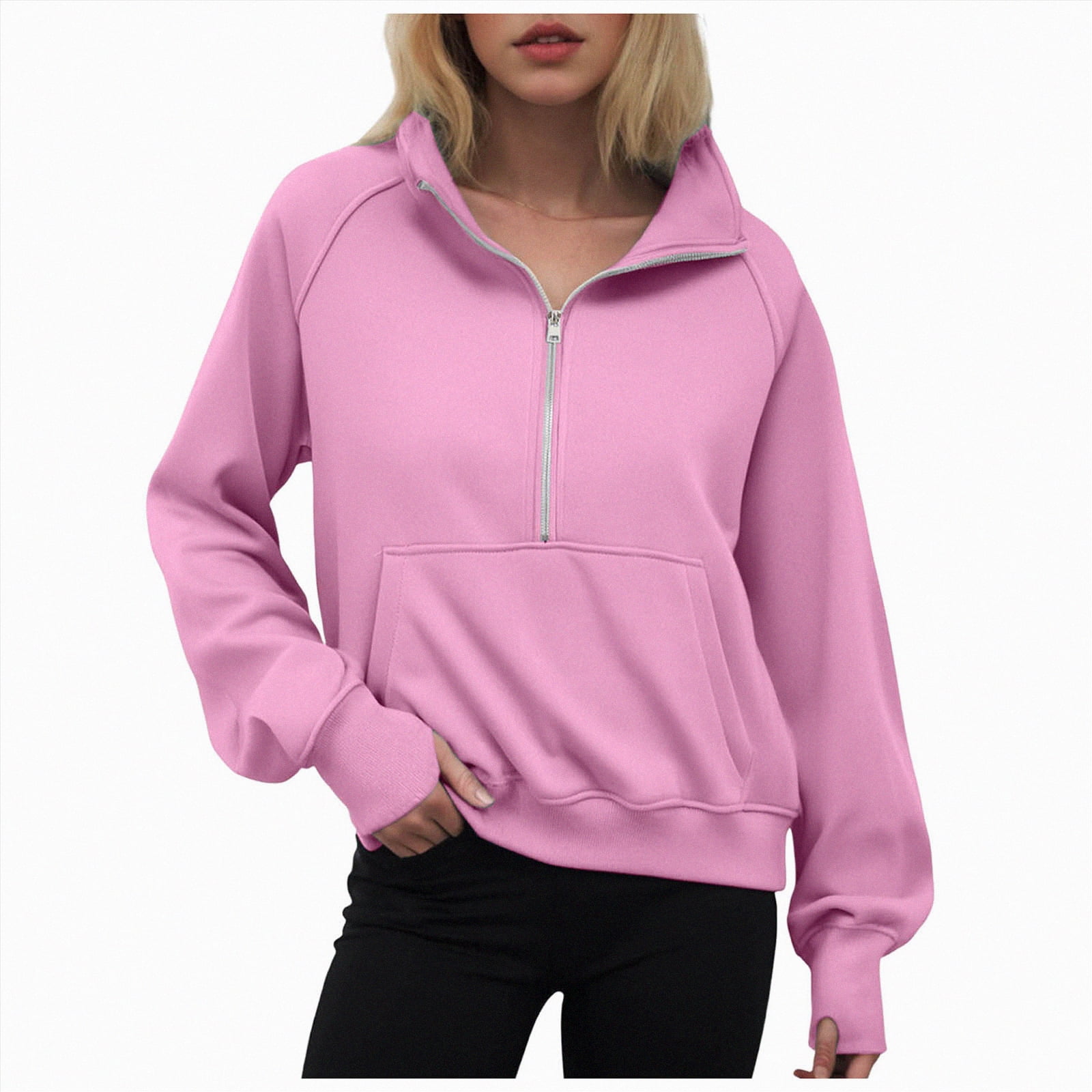 Ccpelsie Half Zip Sweatshirt Women Oversized Fleece Pullover Zipped ...