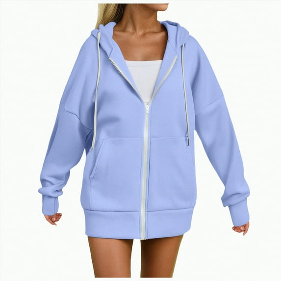 Ccpelsie Hoodies for Women Full Zip Up Cropped Sweatshirts Jackets ...