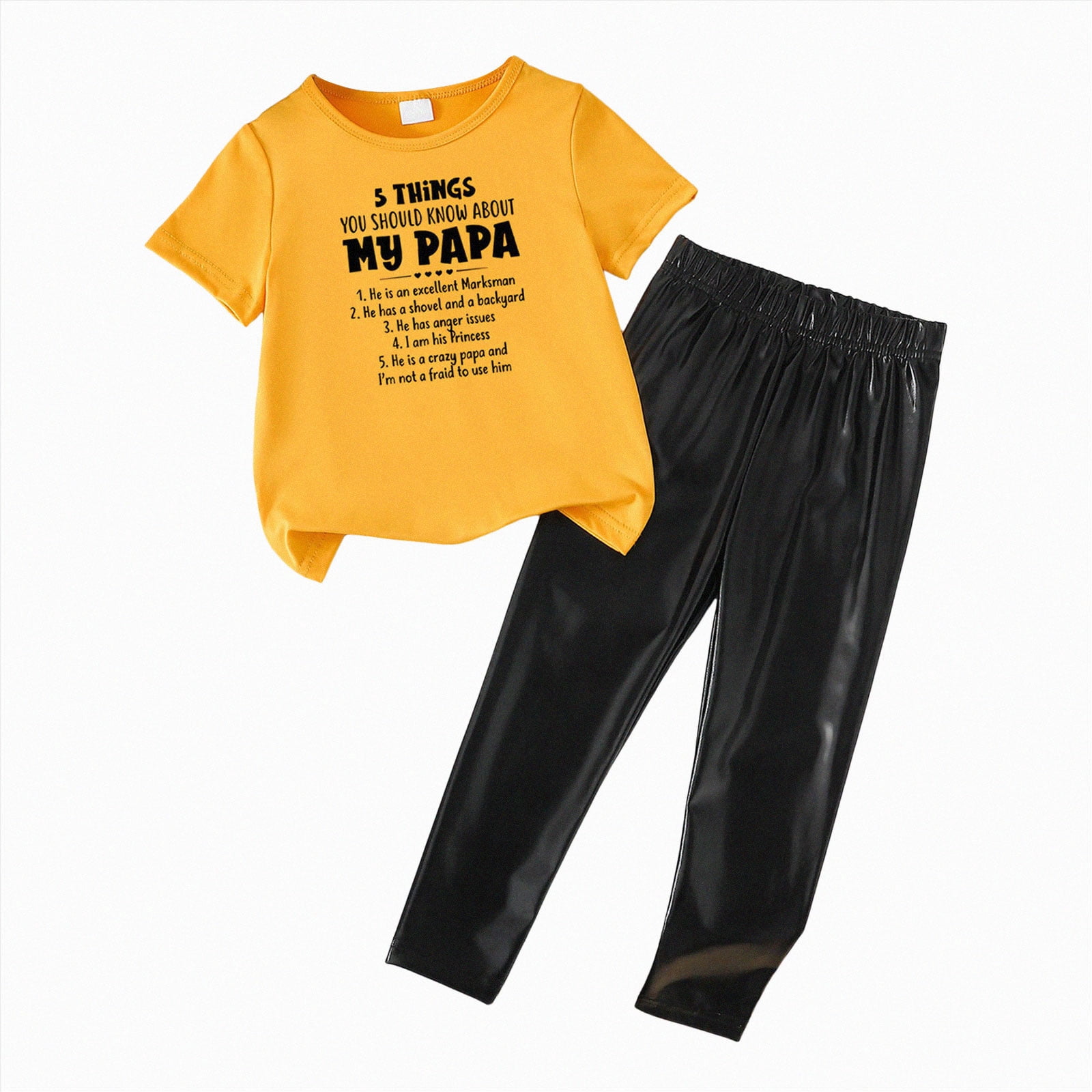 Ccpelsie Kids Girl Summer Clothes Short Sleeve Tee and Flare Pants ...
