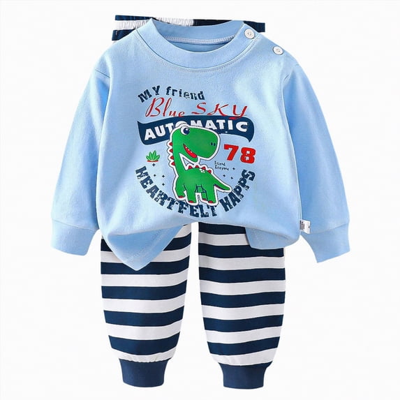 Ccpelsie Kids Girls Long Sleeve Cartoon Printed Pants Outfits Round ...