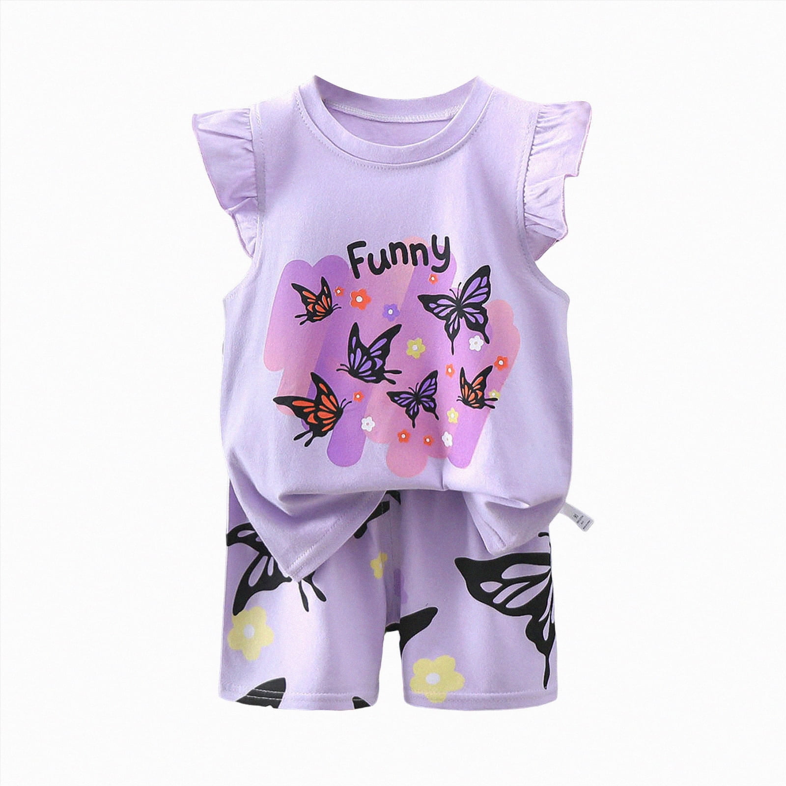 Ccpelsie Kids Girls Summer Clothing Sets Ruffle Tank Tops and Shorts ...