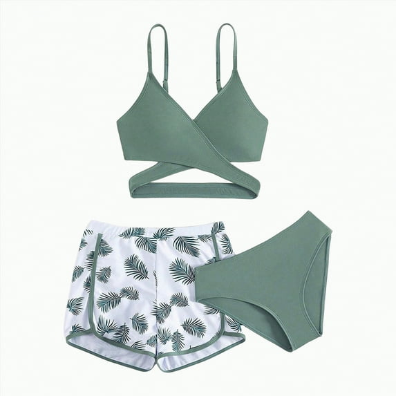 Ccpelsie Kids Swimwear Beach Swimsuit Set Two-Piece Design Sun ...