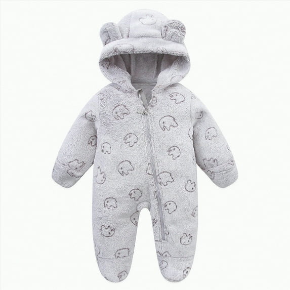 Ccpelsie Kids Toddler Baby Cute Jumpsuit Warm Romper Snowsuit for Boy and Girl(Grey,0-3 Months ...