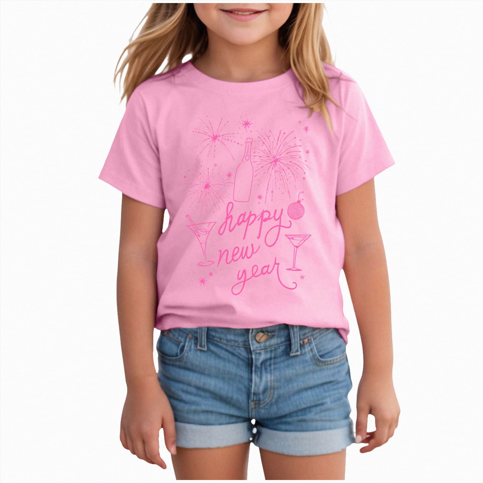 Ccpelsie Little/Big Girls Short Sleeve T-Shirt Crew Neck Casual Summer ...