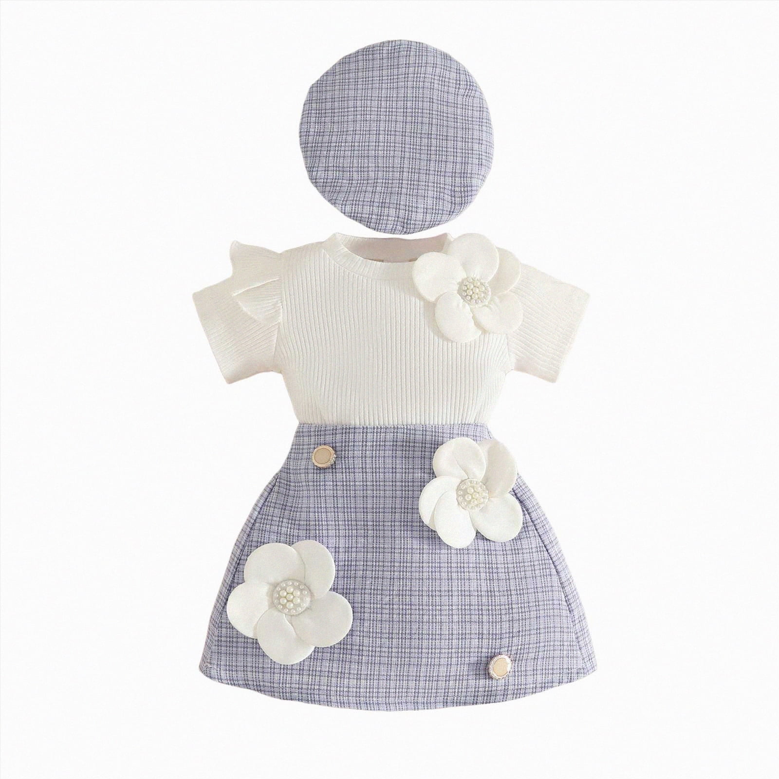 Ccpelsie Little Girls 2 Piece Outfits for Summer Puff Sleeve Shirt ...