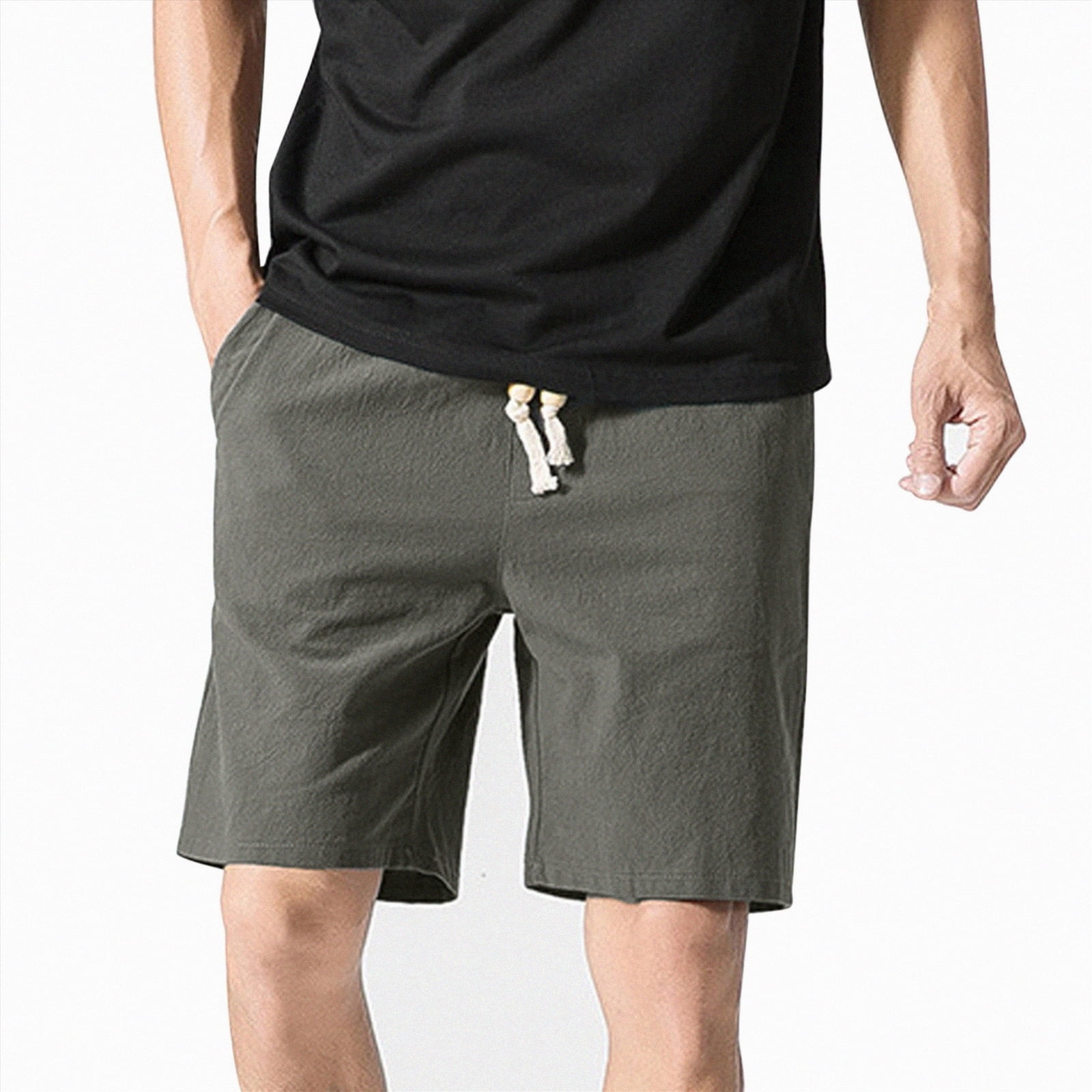 Ccpelsie Men's Classic-fit Cotton Casual Shorts Elastic Waistband with ...