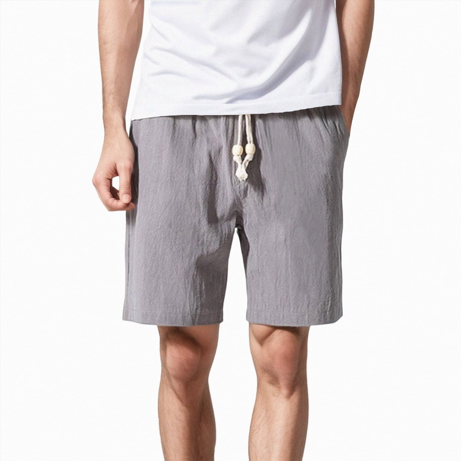 Ccpelsie Men's Classic-fit Cotton Casual Shorts Elastic Waistband with ...