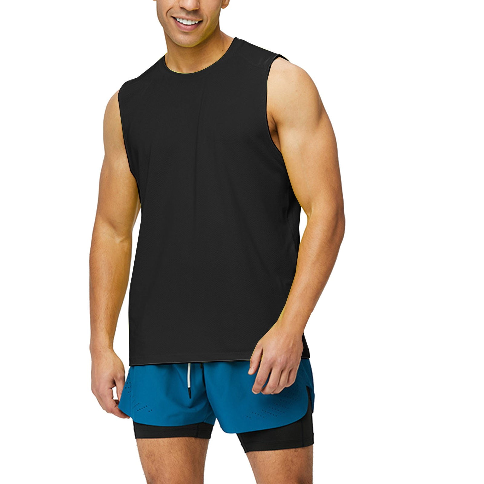 Ccpelsie Men's Crew Neck Muscle T Shirt Sleeveless Cotton Tank Tops ...