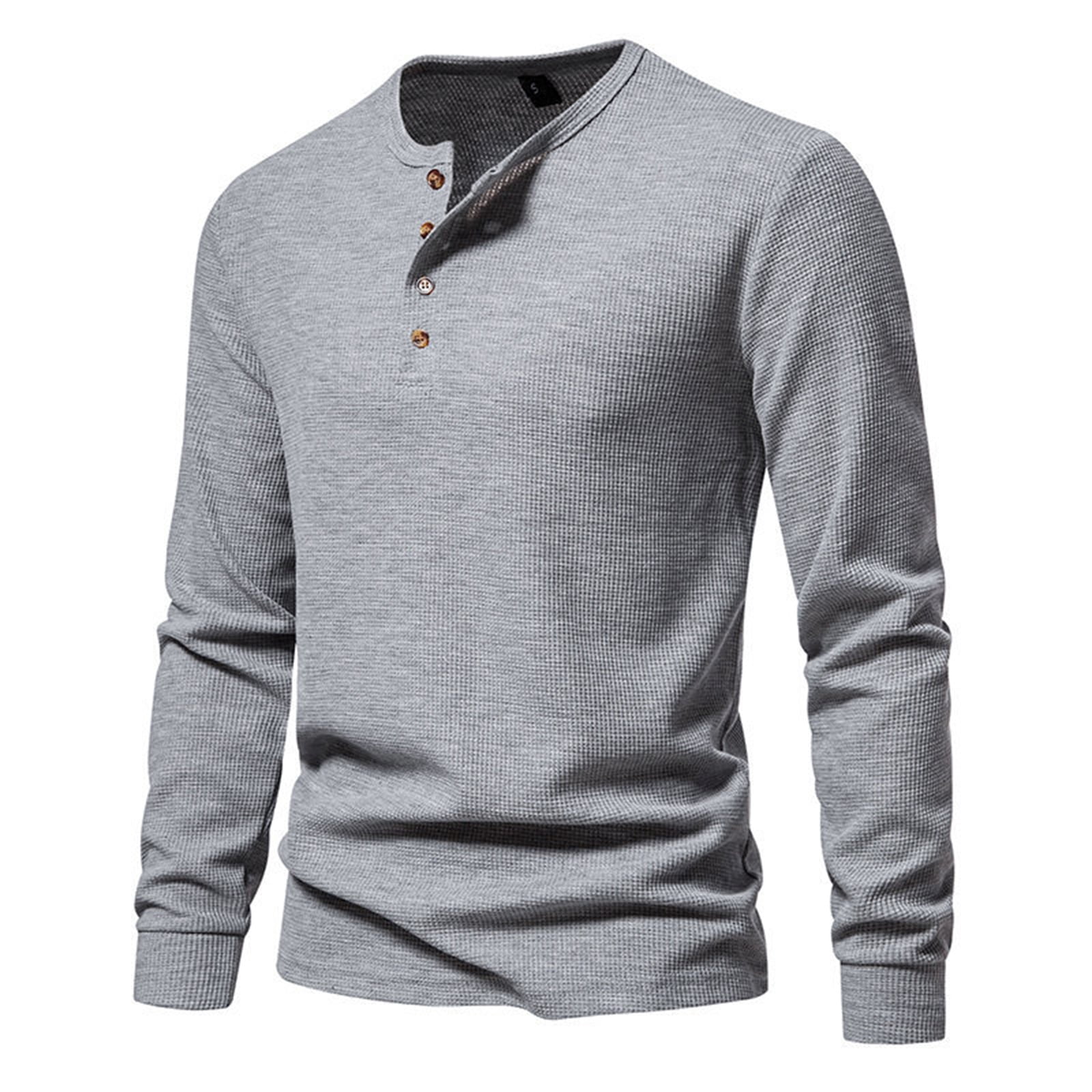 Ccpelsie Men's Henley Shirts Long Sleeve Basic Waffle Pique Pullover T ...