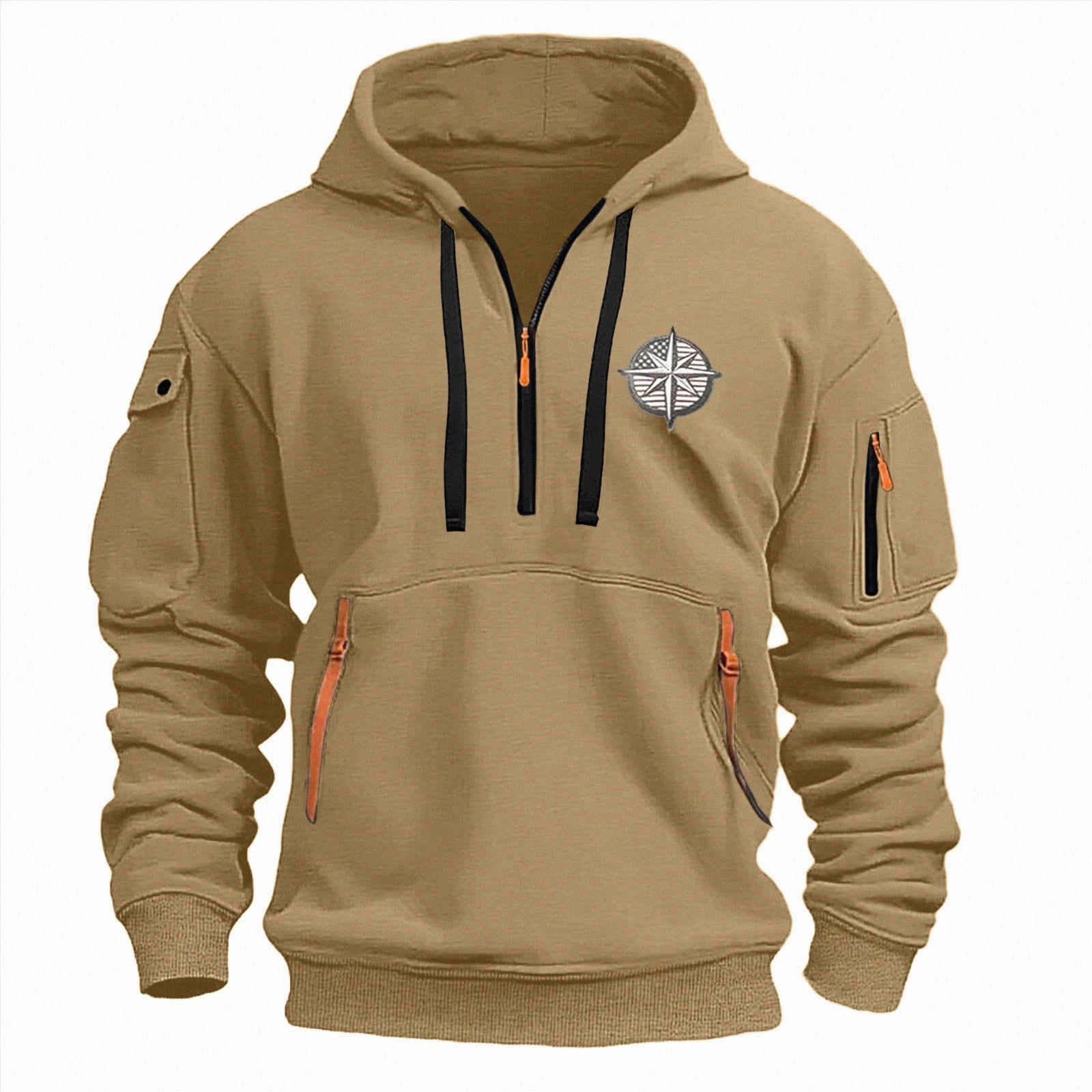 Ccpelsie Men's Hoodies Quarter Zip Long Sleeve Shirts Drawstring Sports ...