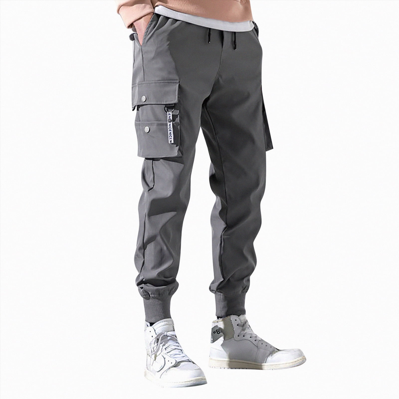 Ccpelsie Men's Loose Fit Cargo Joggers Baggy Casual Pants Multi Pocket ...