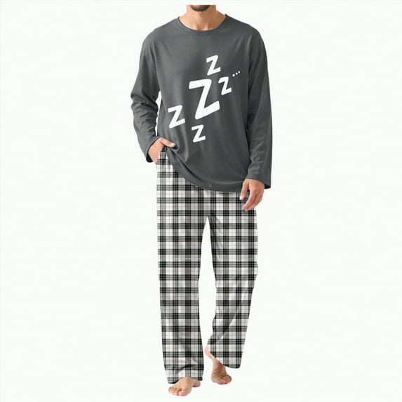 Ccpelsie Men's Pajamas Set Sleepwear Pjs Lightweight Long Sleeve Pjs ...