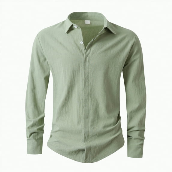 Ccpelsie Men's Regular Fit Dress Shirt Solid Color Long Sleeve Casual ...