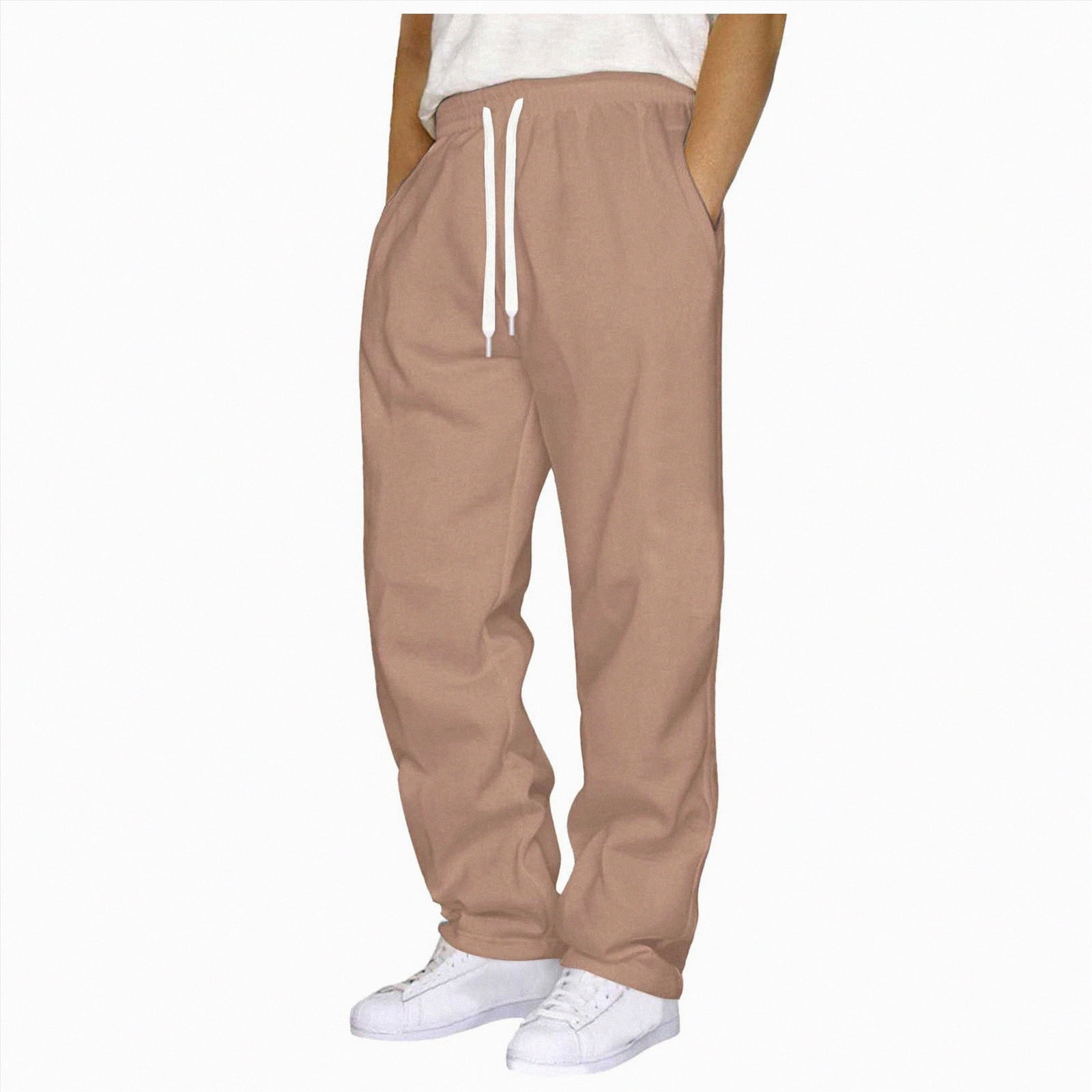 Ccpelsie Men's Spring Cotton Sweatpants with Pockets Open Bottom Yoga ...