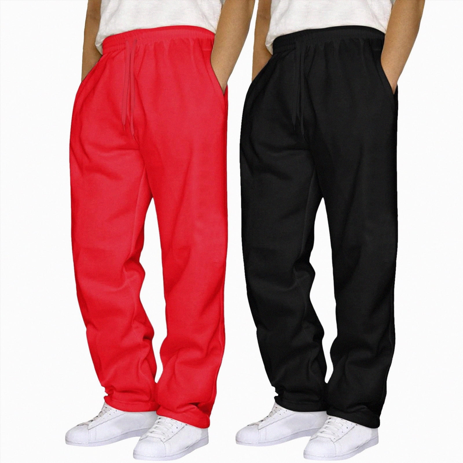 Ccpelsie Mens Athletic Pants Open Bottom Running Sweatpants Straight Leg Casual Joggers with ...