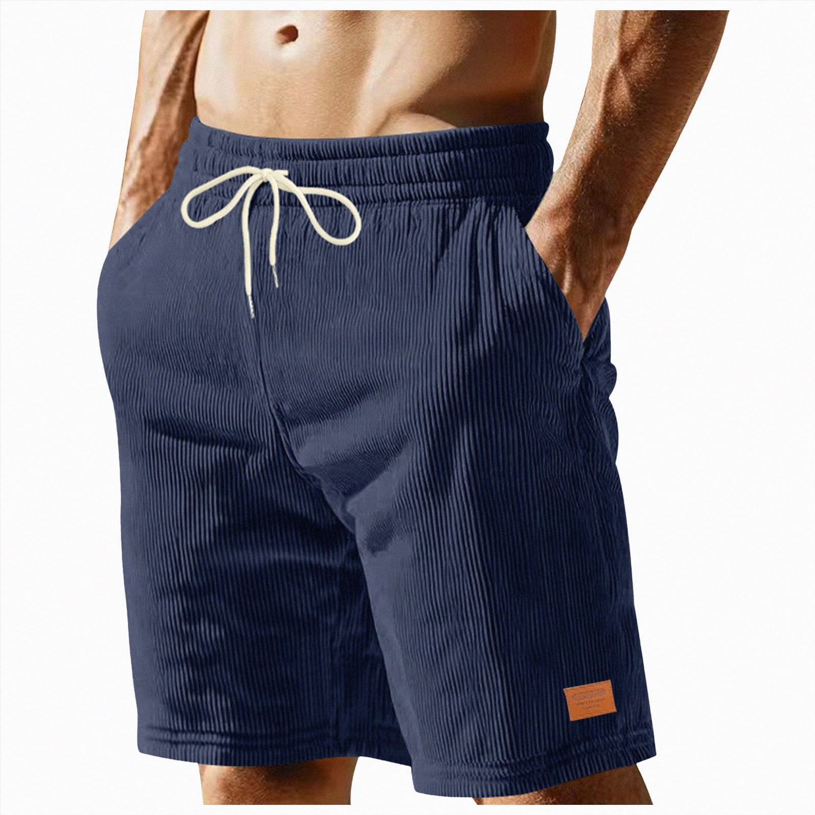 Ccpelsie Mens Casual Shorts Cotton Shorts for Men with Elastic Waist ...