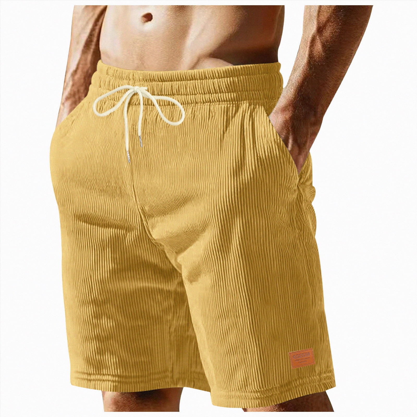 Ccpelsie Mens Casual Shorts Cotton Shorts for Men with Elastic Waist ...
