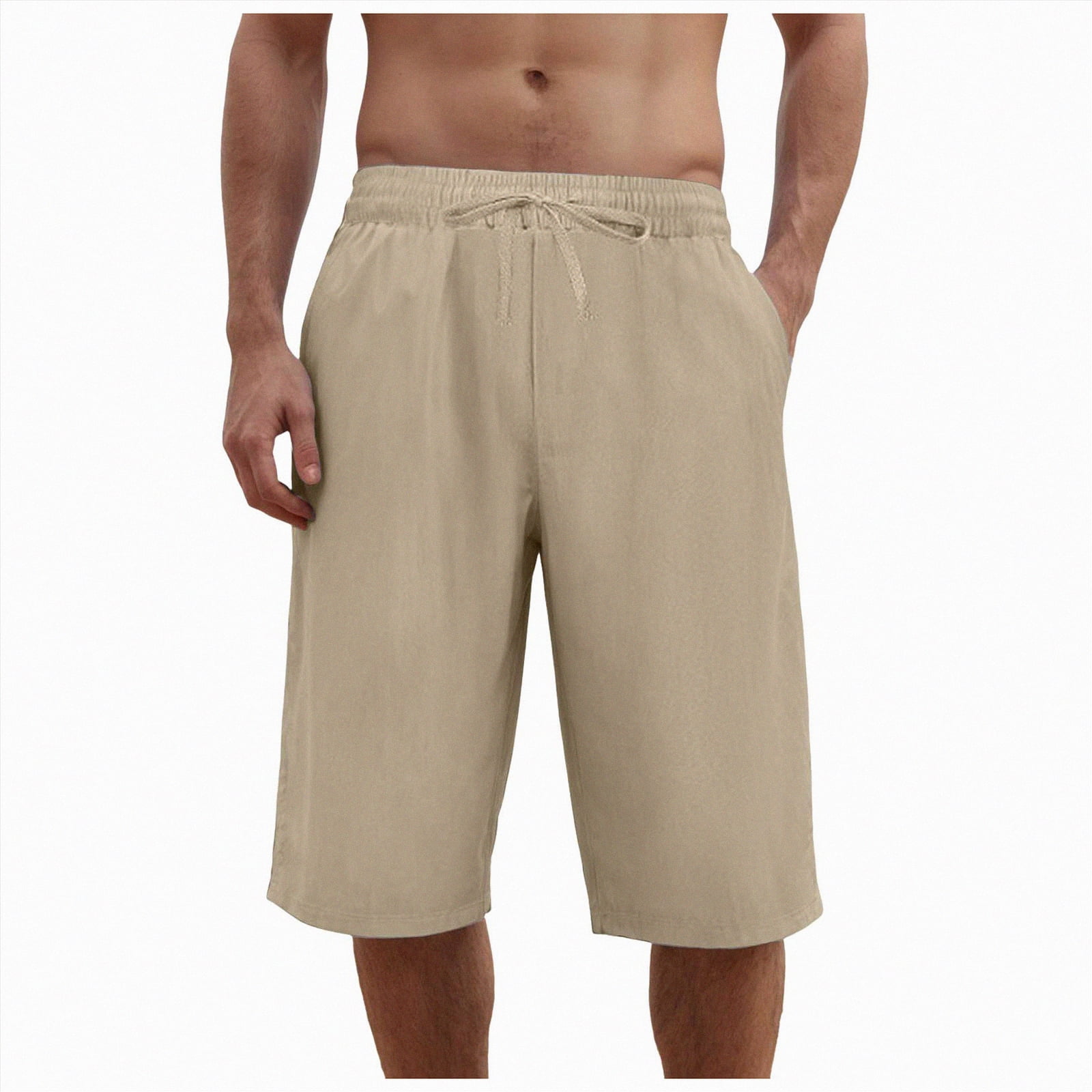 Ccpelsie Mens Casual Shorts Flat Front Elastic Waist Summer Daily ...