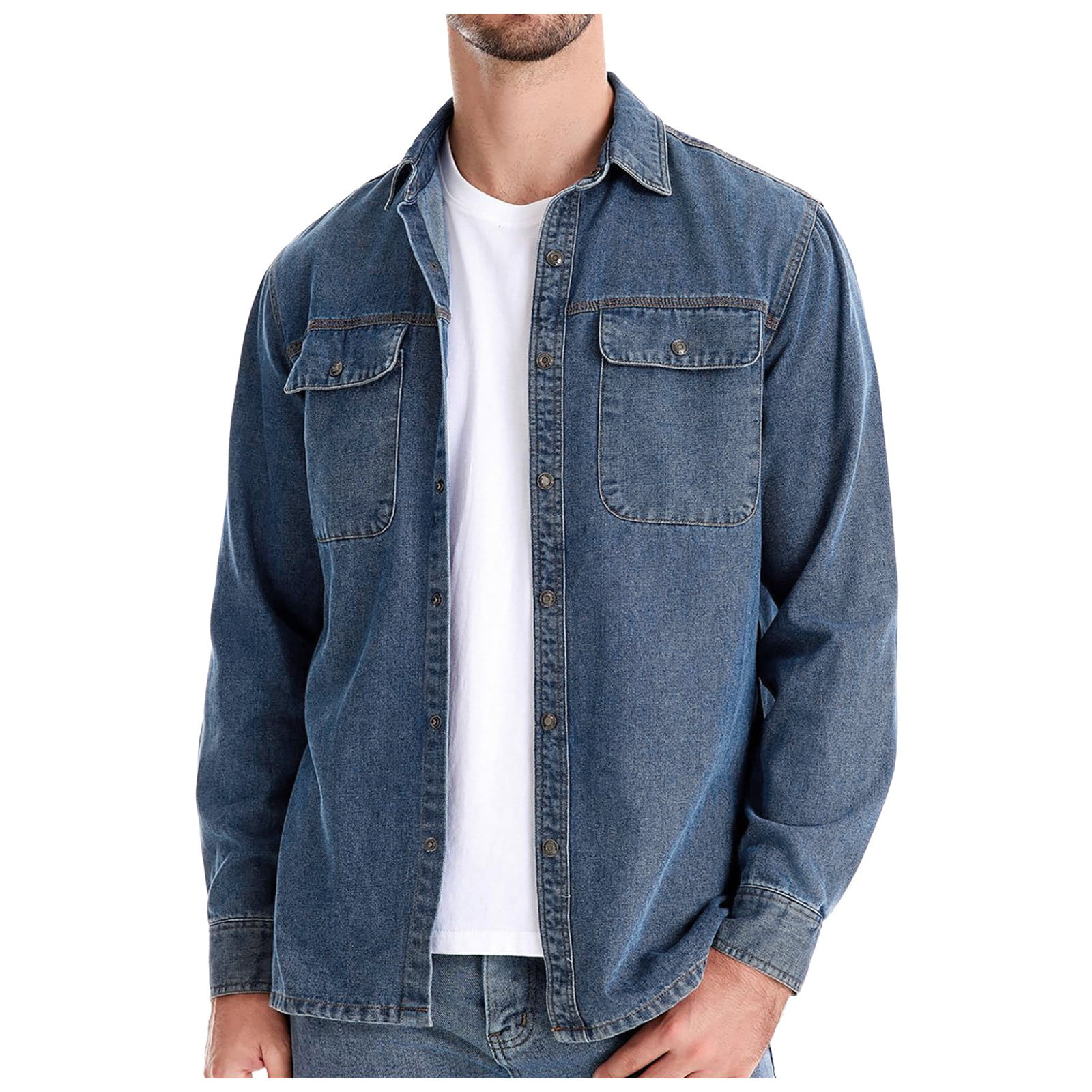 Ccpelsie Mens Flannel Lined Denim Jacket Snap Cowboy Cut Western ...