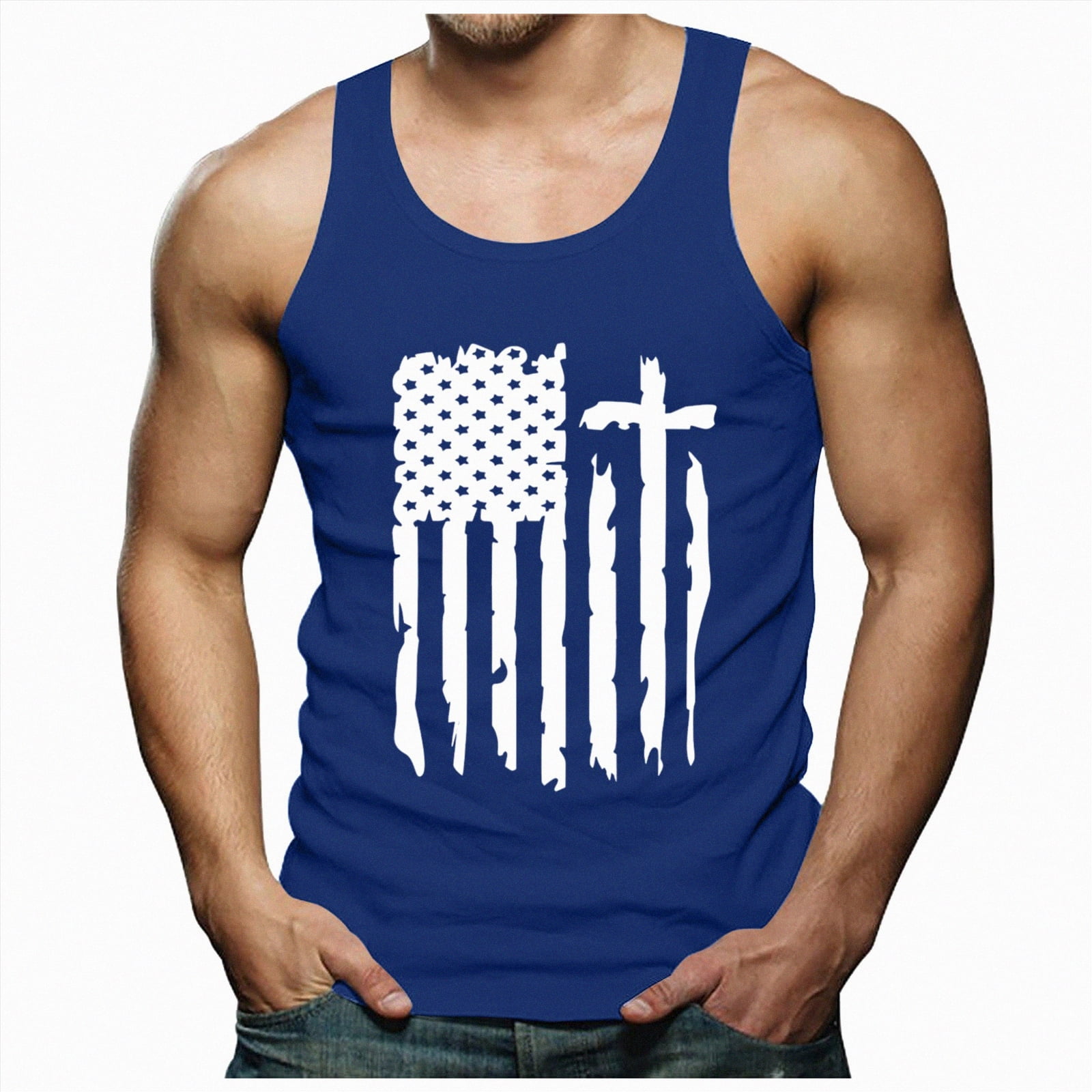 Ccpelsie Mens Graphic Tank Tops Summer Printed Sleeveless Soft Casual ...